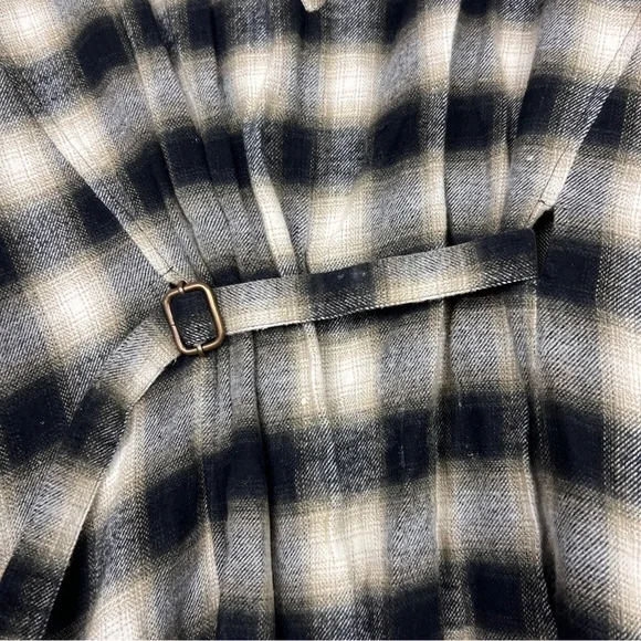 Nicholas K Plaid Flannel Batwing Long Cotton Dress Maxi